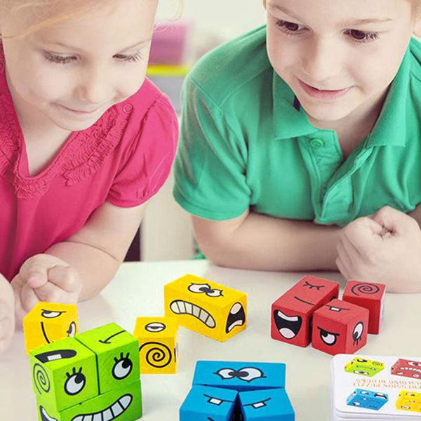 Expression Puzzle Building Blocks Game - Little Learners Toys